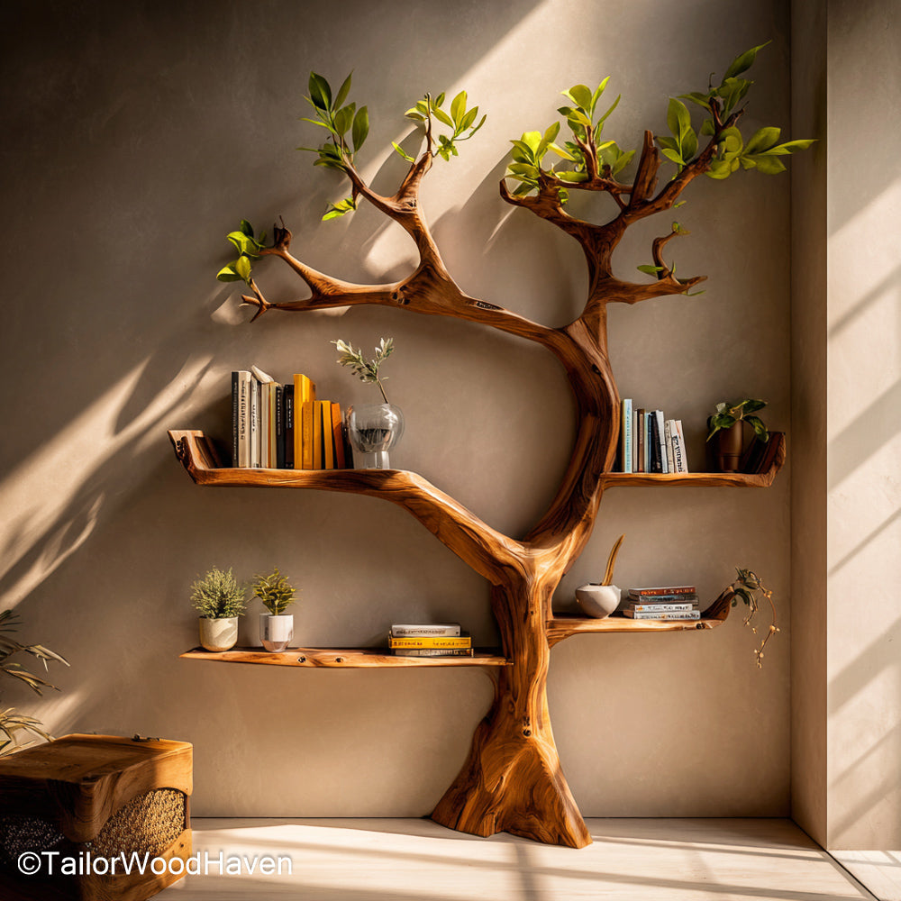 Book Tree Bookshelf – Artistic Wooden Tree Bookcase for Living Rooms ...
